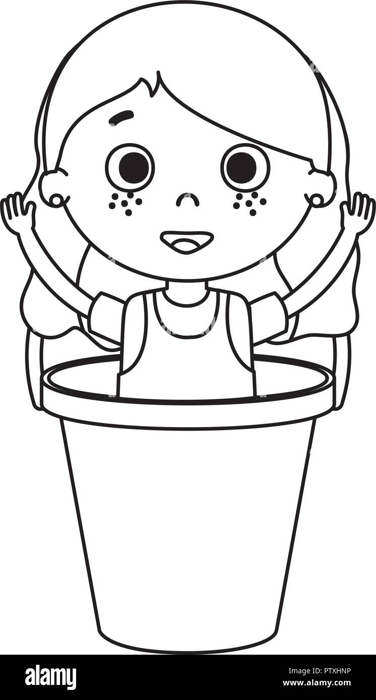 beautiful little girl in plastic bucket Stock Vector Image & Art - Alamy