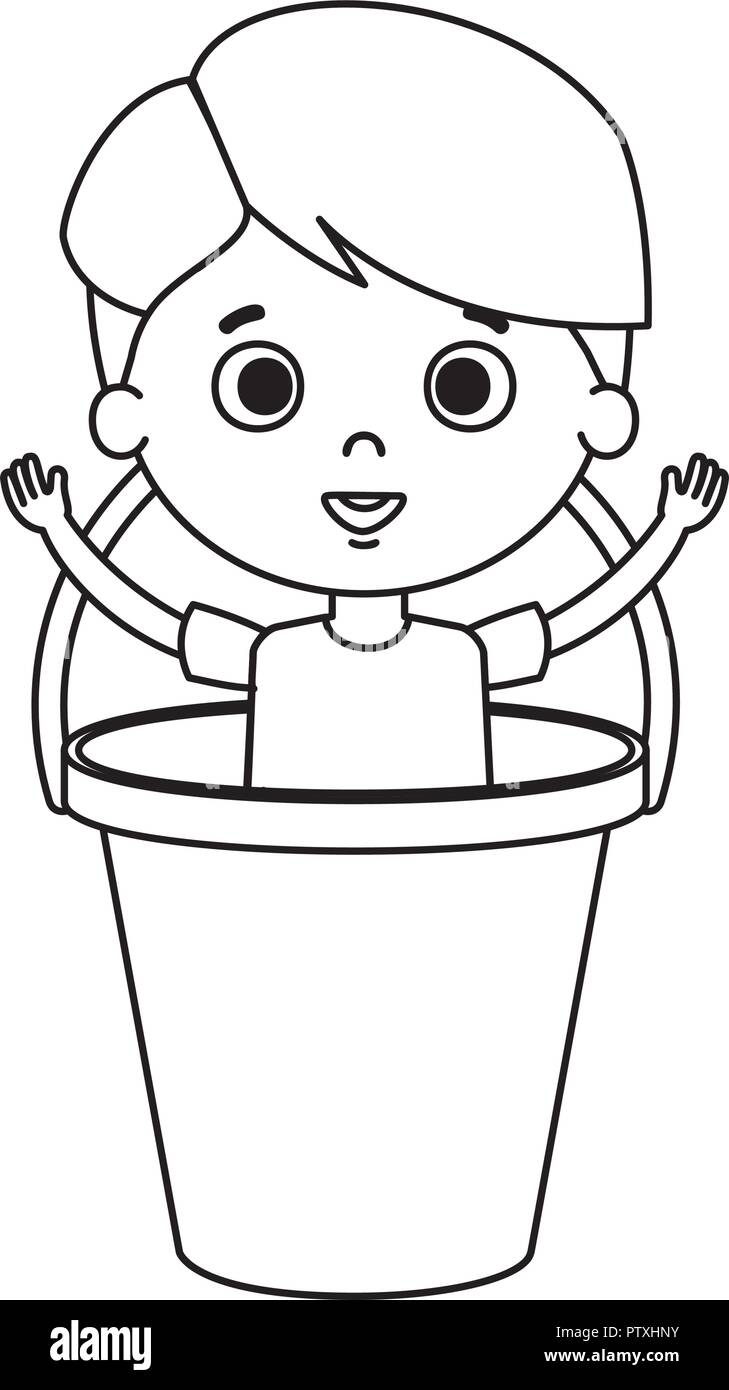 cute little boy in sand bucket Stock Vector Image & Art - Alamy