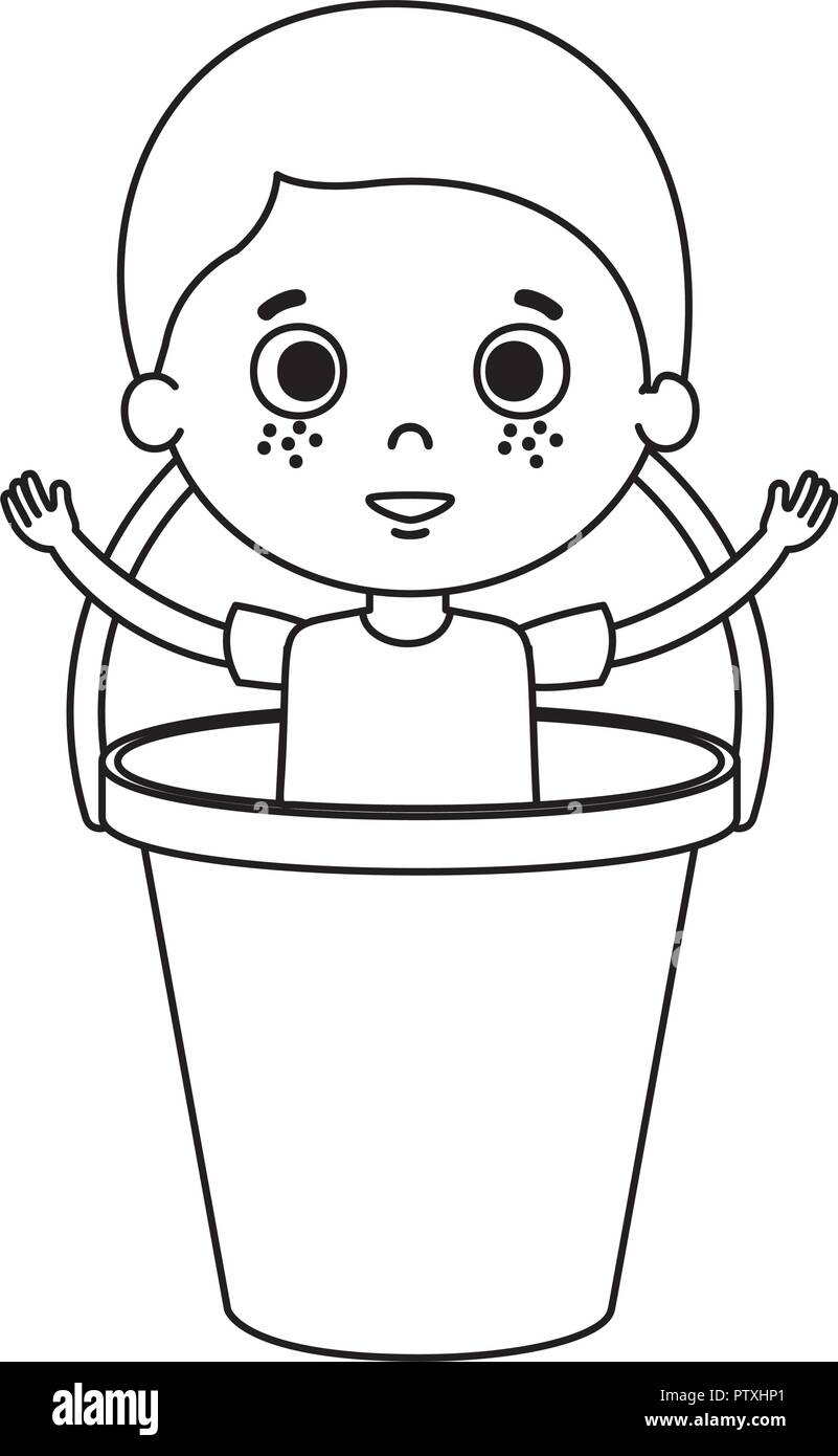 cute little boy in sand bucket Stock Vector Image & Art - Alamy