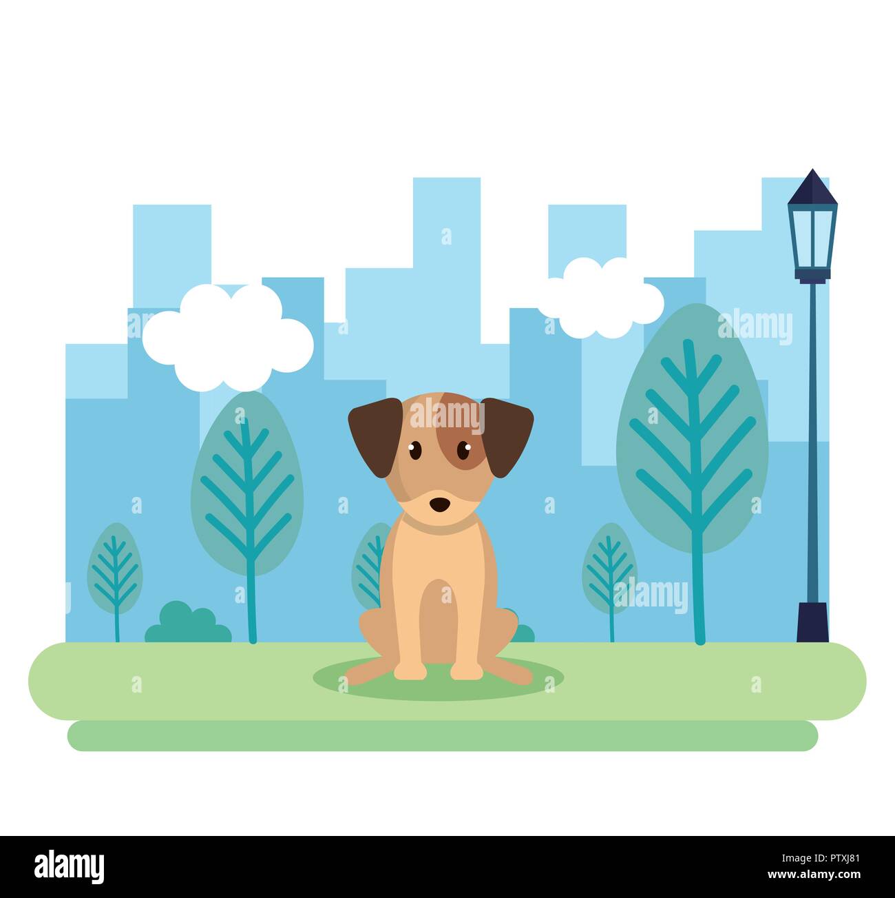 cute dog in park Stock Vector Image & Art - Alamy