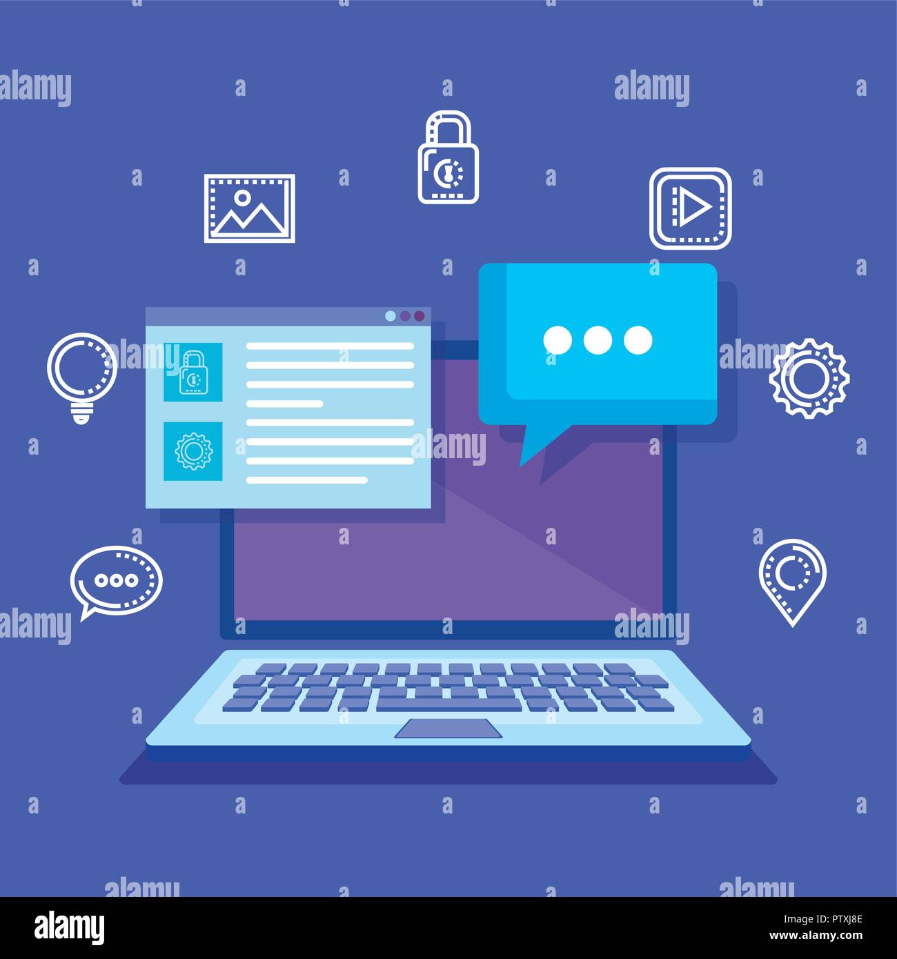 laptop with social media icons Stock Vector Image & Art - Alamy