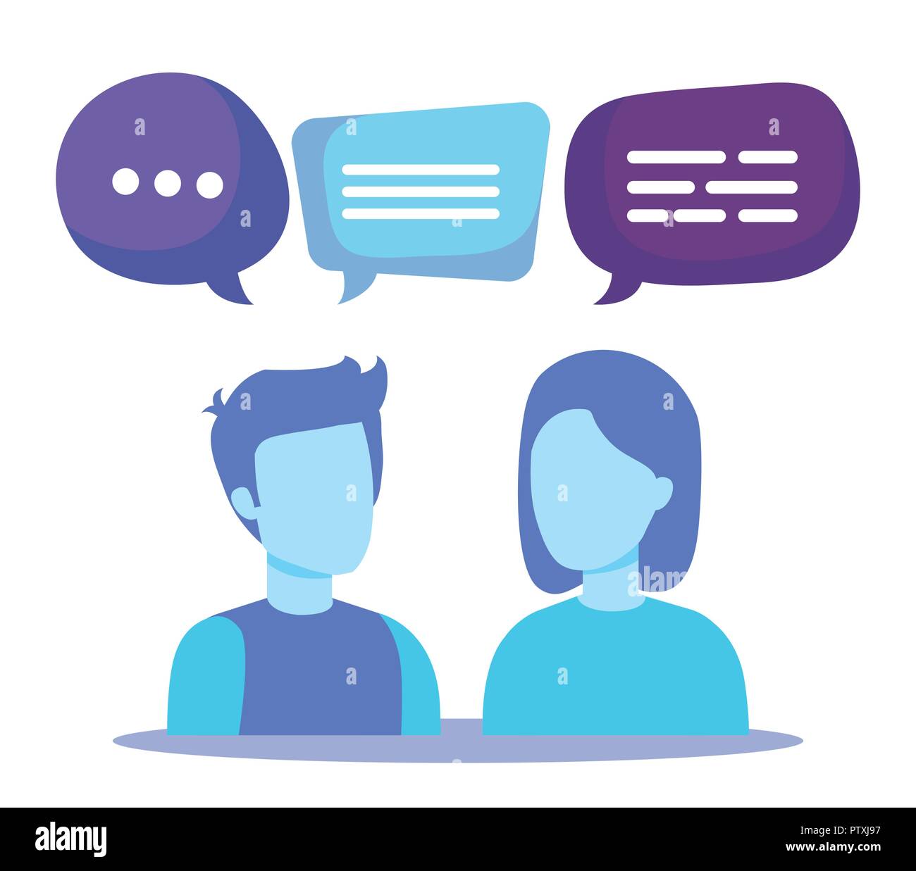 Man woman talking bubbles Cut Out Stock Images & Pictures - Alamy