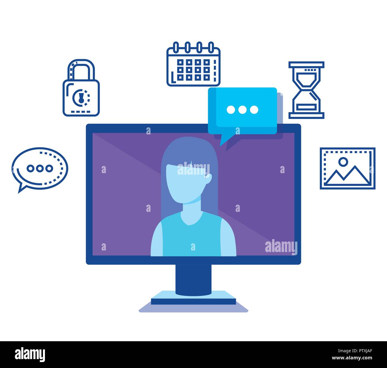 computer with social media icons Stock Vector Image & Art - Alamy