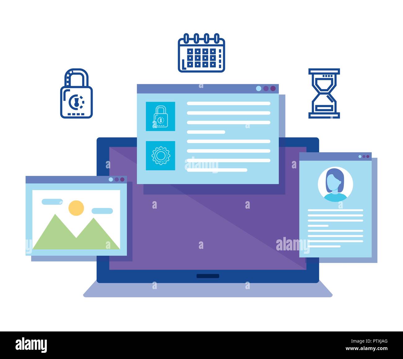 laptop with social media icons Stock Vector Image & Art - Alamy