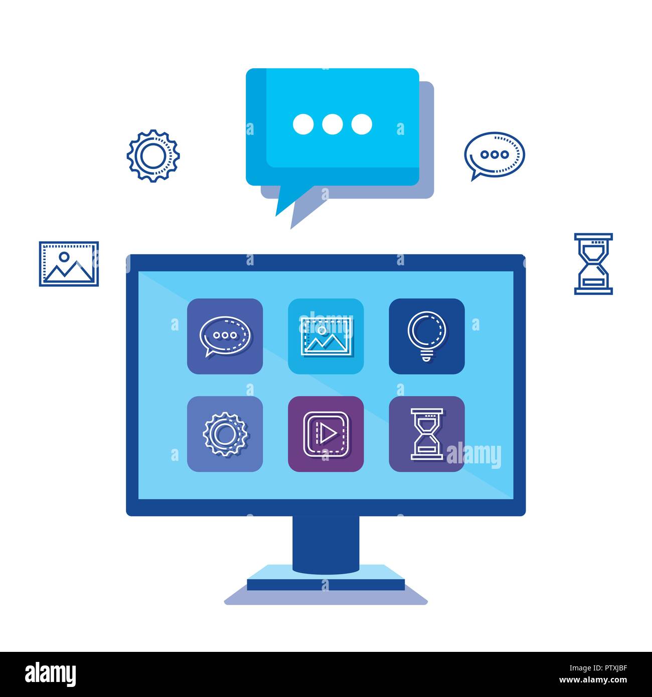 computer with social media icons Stock Vector Image & Art - Alamy