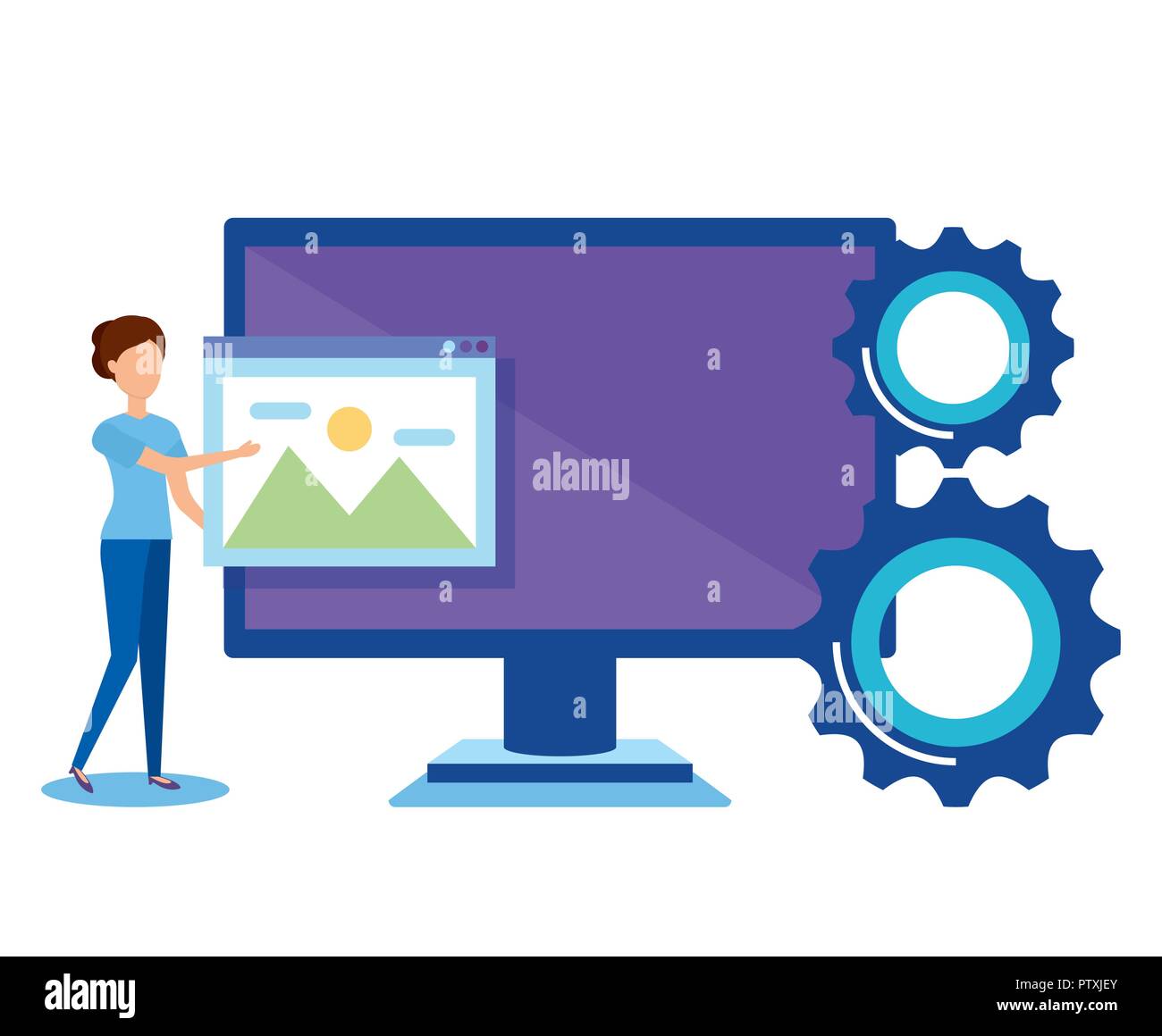 mini people with computer Stock Vector Image & Art - Alamy