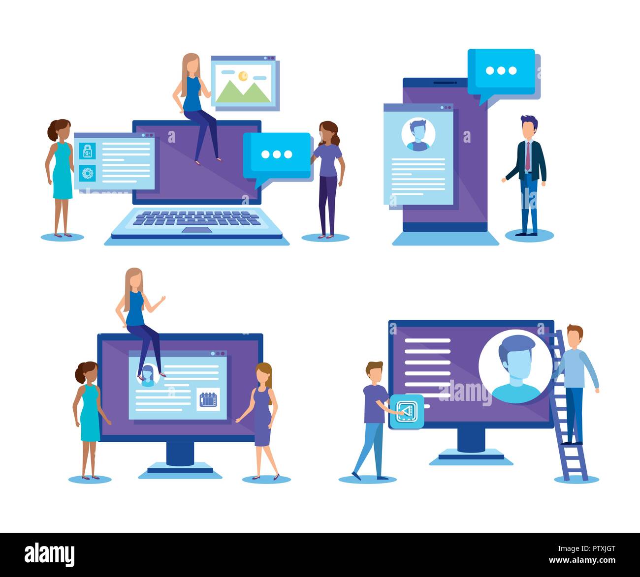 mini people with electronic devices Stock Vector Image & Art - Alamy