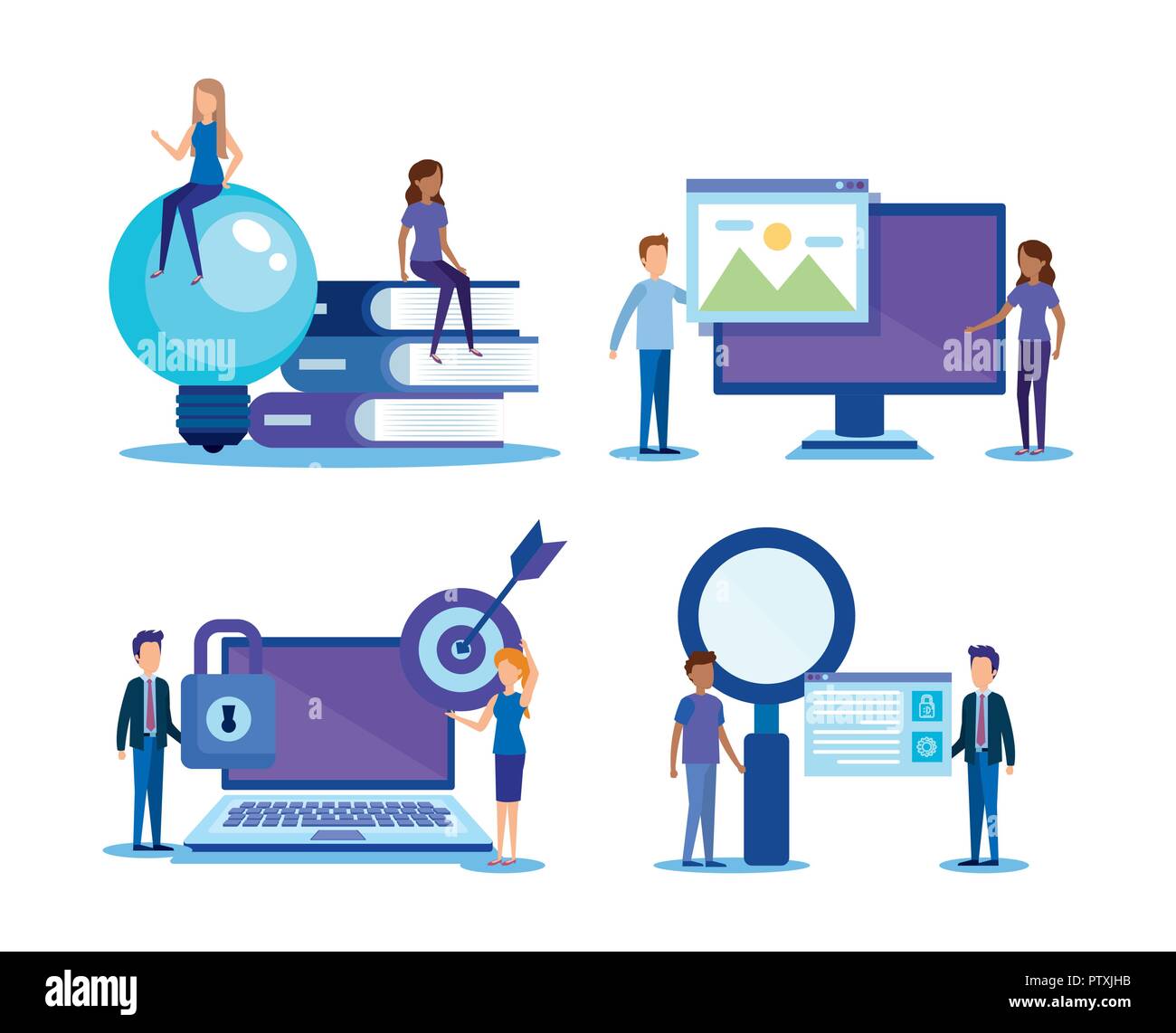 mini people with electronic devices Stock Vector Image & Art - Alamy