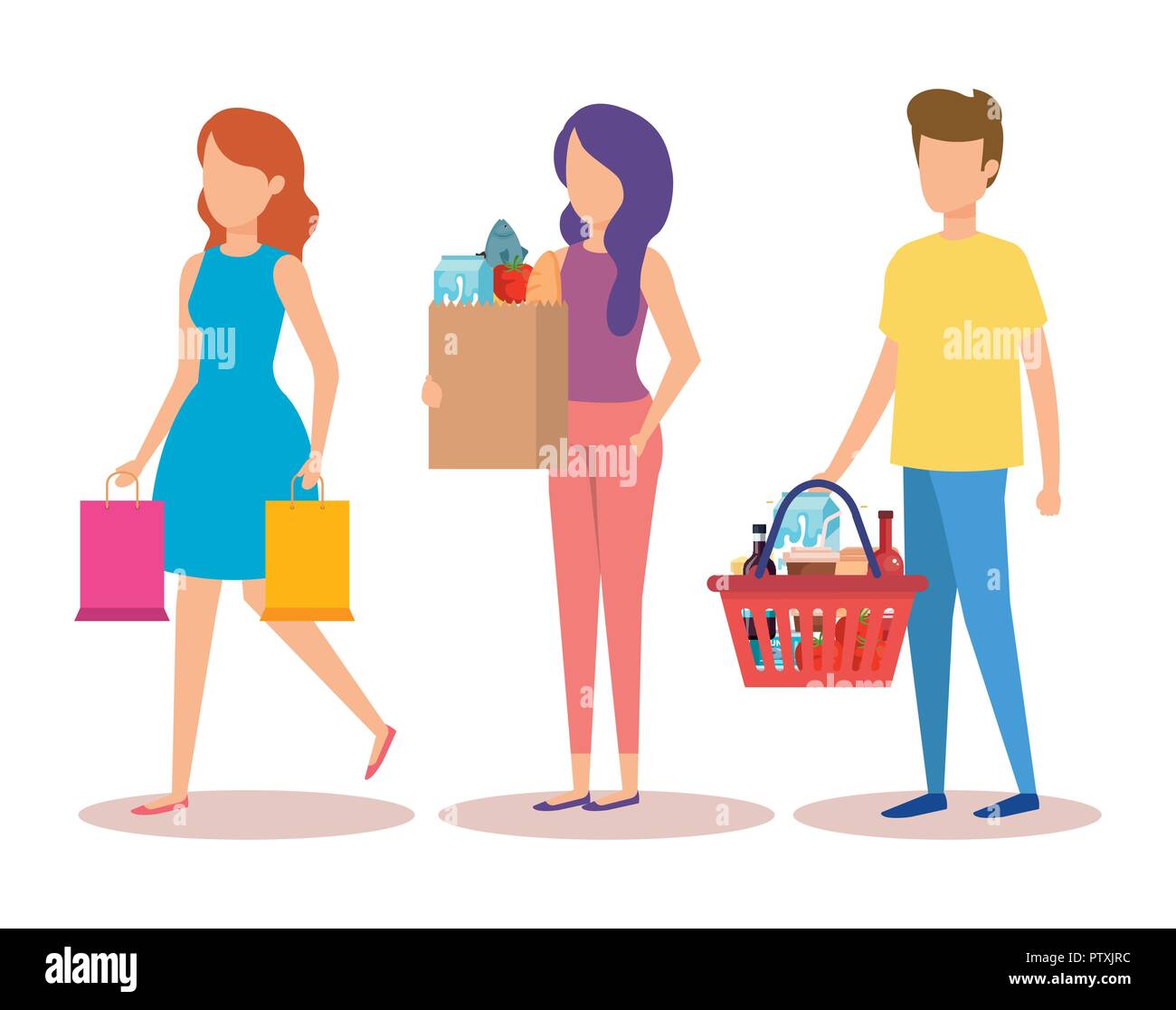 group of young people shopping characters Stock Vector Image & Art - Alamy