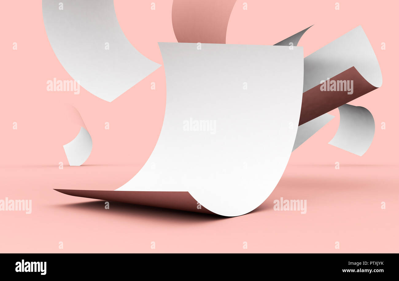 floating sheet mock-up 3d rendering Stock Photo - Alamy