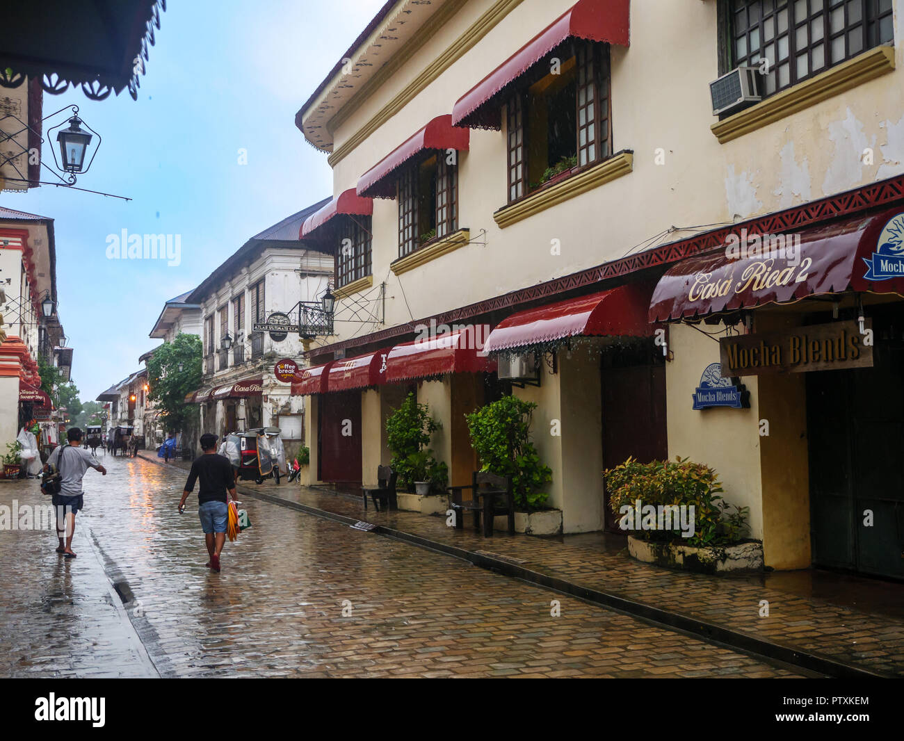 Aug 24,2018 Vigan City, Philippines - People who walk in downtown Vigan ...