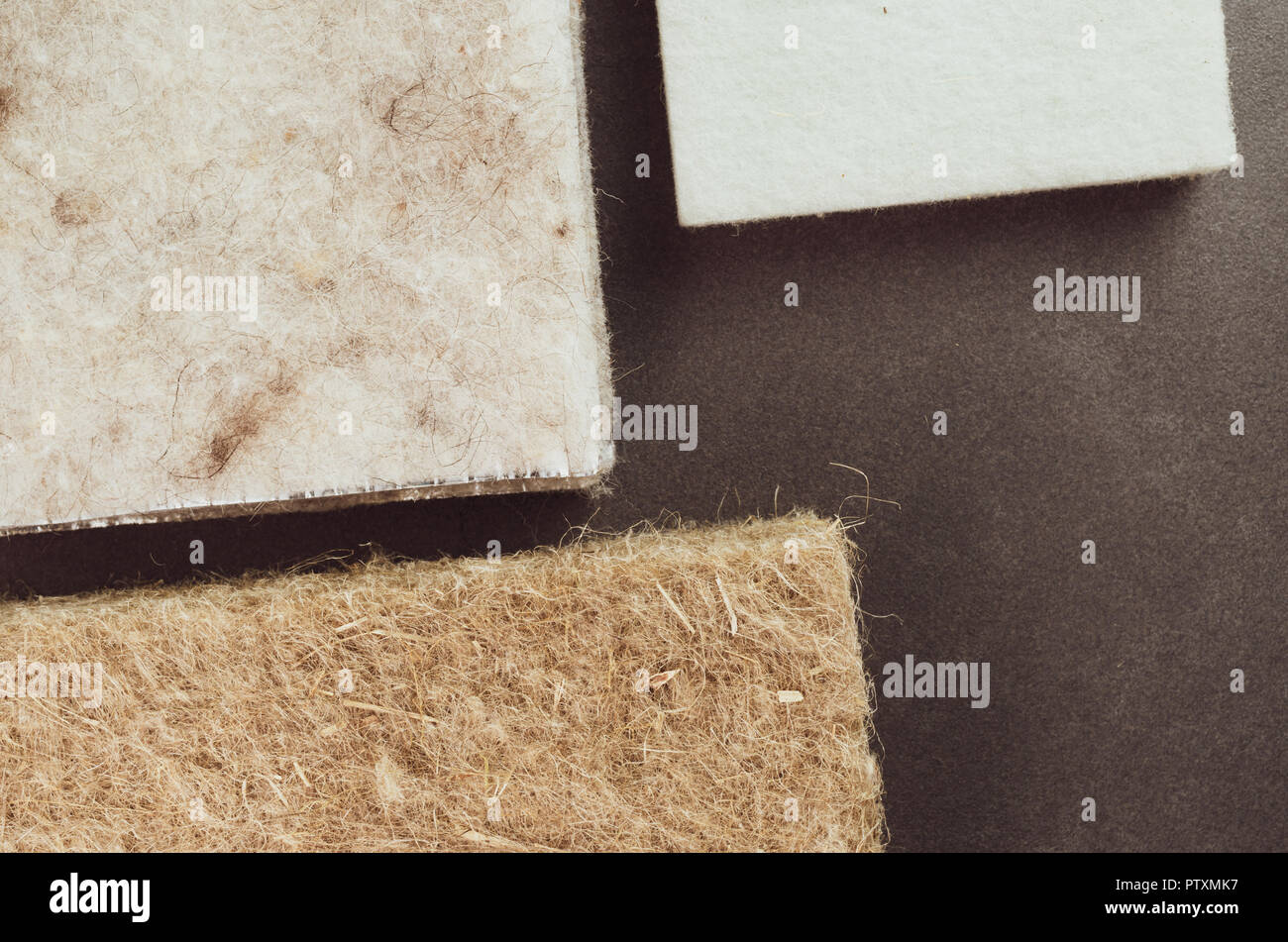 natural fibers building insulation materials samples - thermal insulation concept Stock Photo ...
