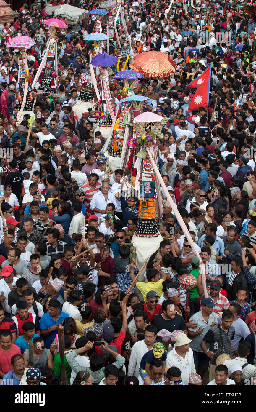 Gai Jatra (Cow festival) celebration in Bhaktapur, Nepal. The festival ...