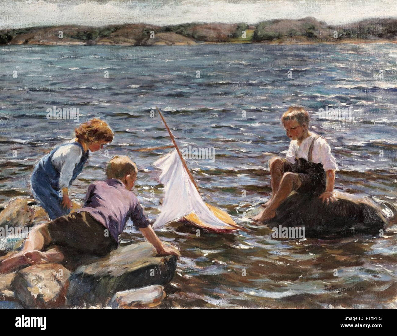 Torgersen Thorvald - Lekende Barn I Strandkanten Stock Photo - Alamy
