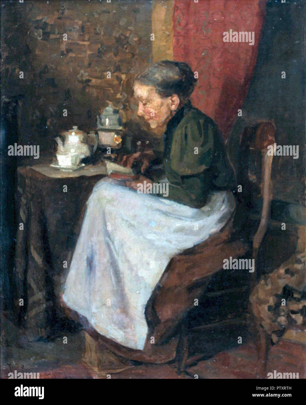 Sterre De Jong Jacobus Frederik - Een Lezende Vrouw Aan Tafel Stock Photo - Alamy
