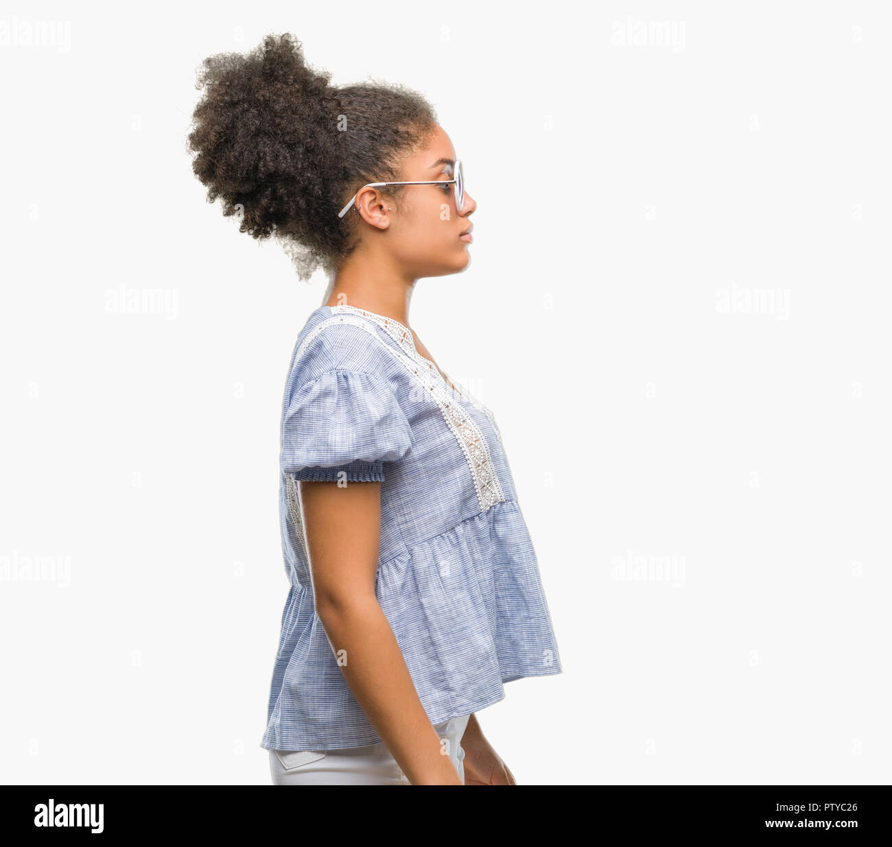 Young afro american woman wearing glasses over isolated background ...