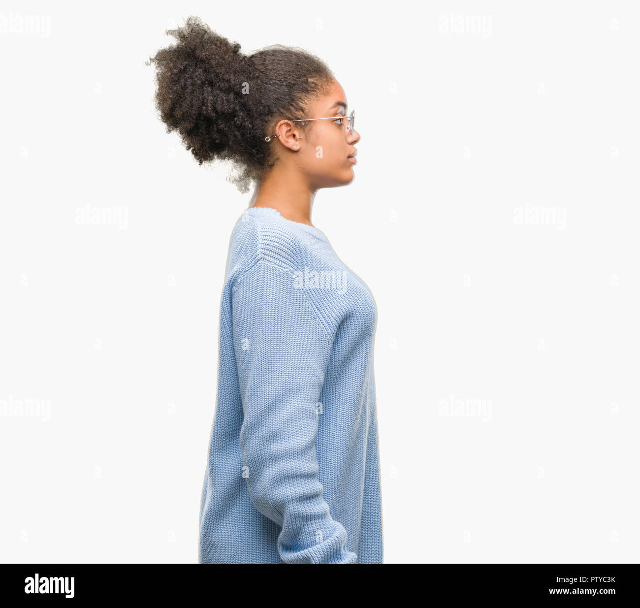 Young afro american woman wearing glasses over isolated background ...