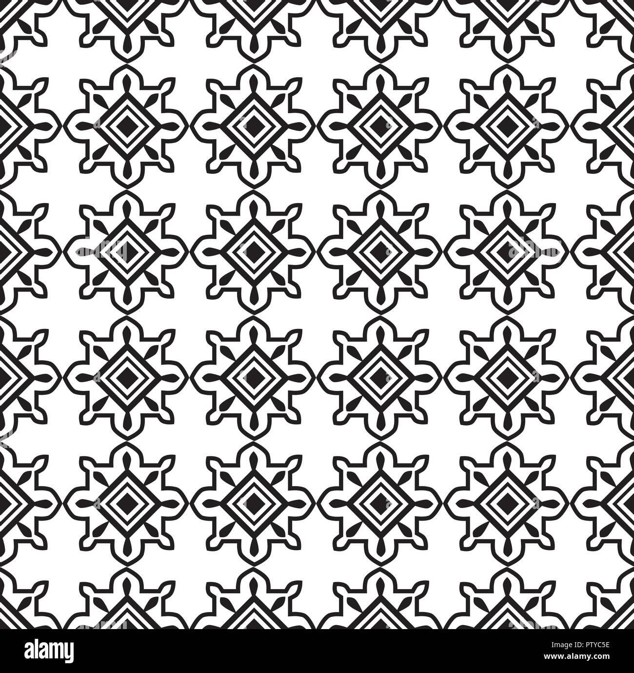 Vector seamless pattern. Black and white Repeating geometric pattern Stock Vector Image & Art ...