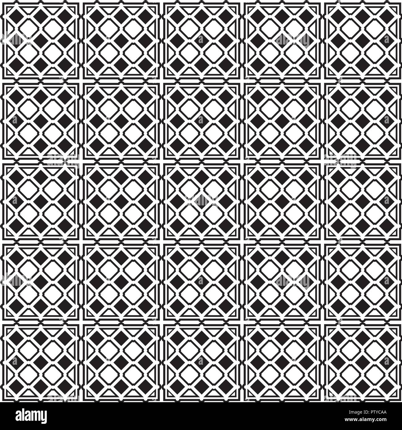 Vector seamless pattern. Black and white Repeating geometric pattern ...