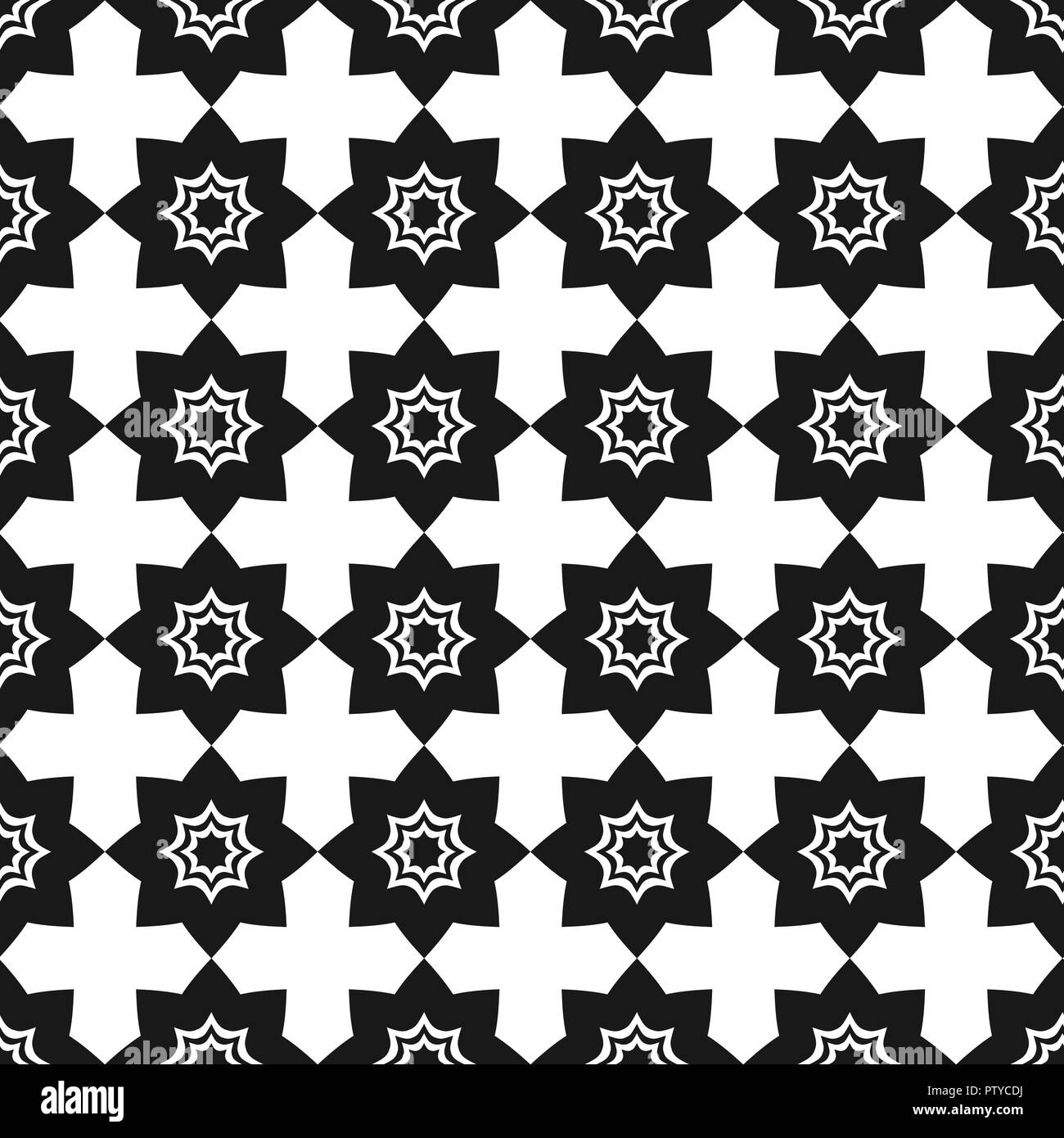 Vector seamless pattern. Black and white Repeating geometric square ...