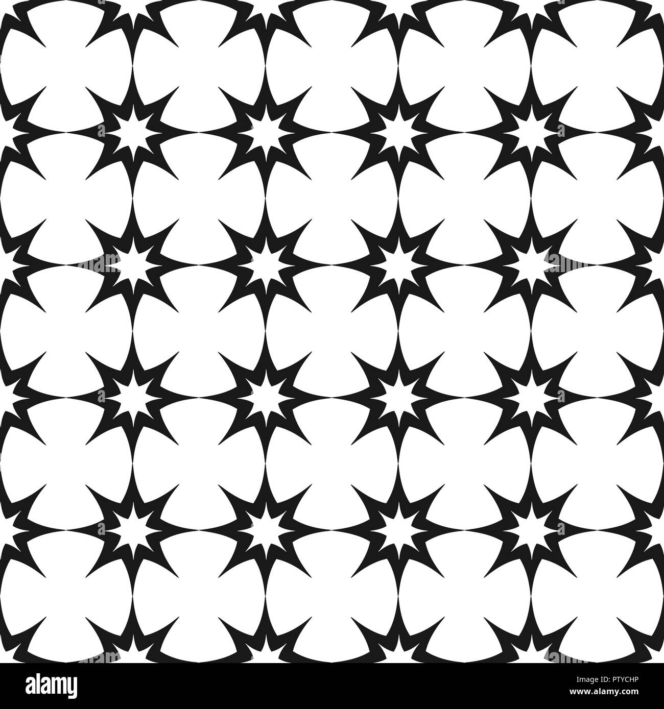 Vector seamless pattern. Black and white Repeating geometric star ...