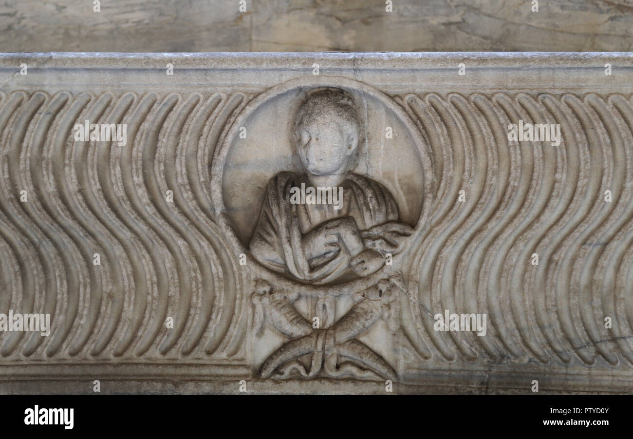 Italy. Pisa. Camposanto. Roman era. Sarcophagus with strigilated ...