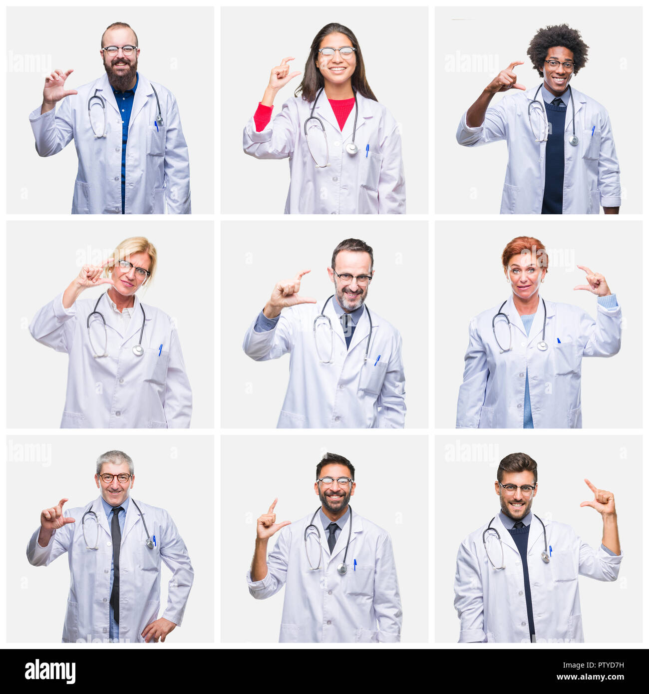 Collage of group of doctor people wearing stethoscope over isolated ...