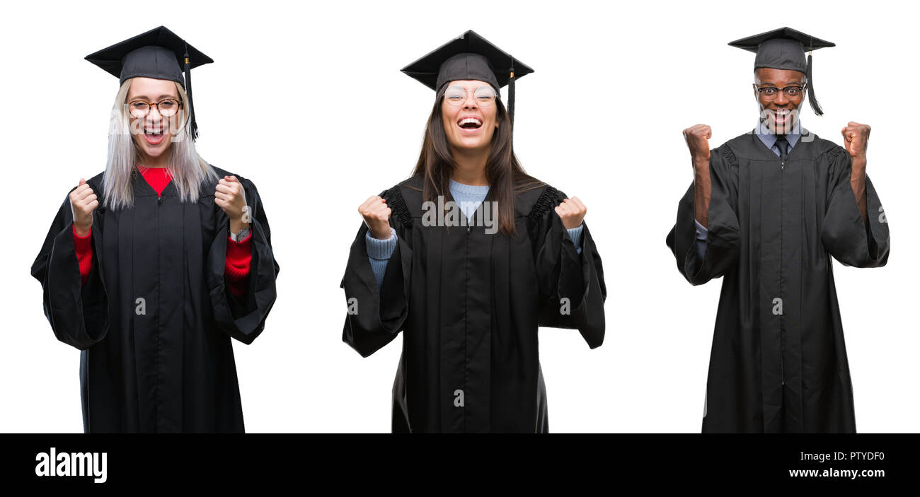 Collage of group of young student people wearing univerty graduated ...