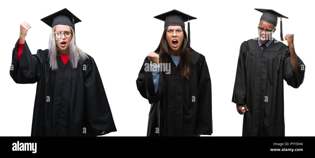 Collage of group of young student people wearing univerty graduated ...