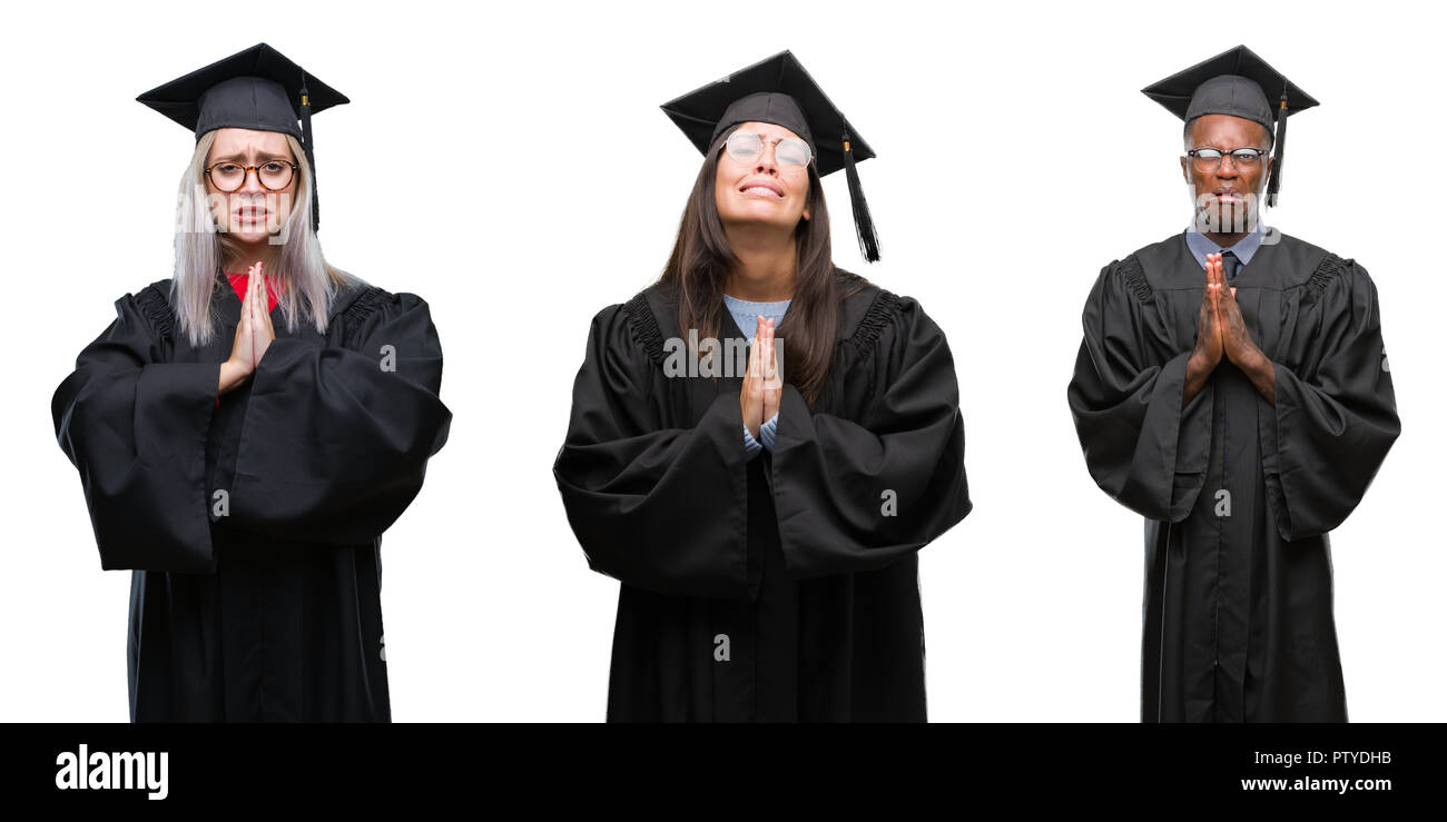 Collage of group of young student people wearing univerty graduated ...
