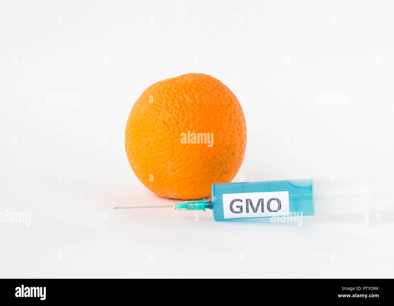 Orange on a white background near the syringe with the inscription of ...