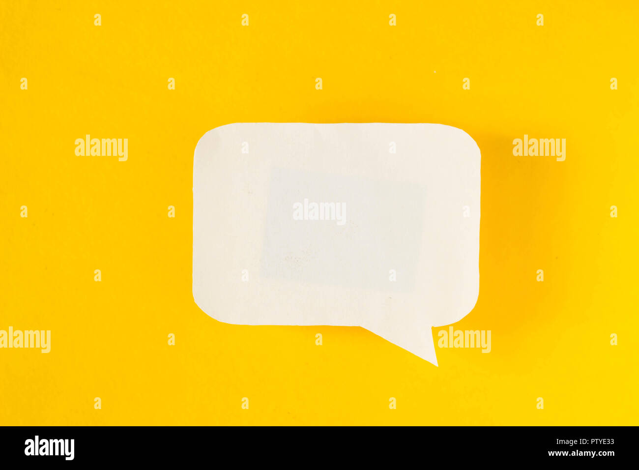 Symbol sign message from a white paper on a yellow background, social ...