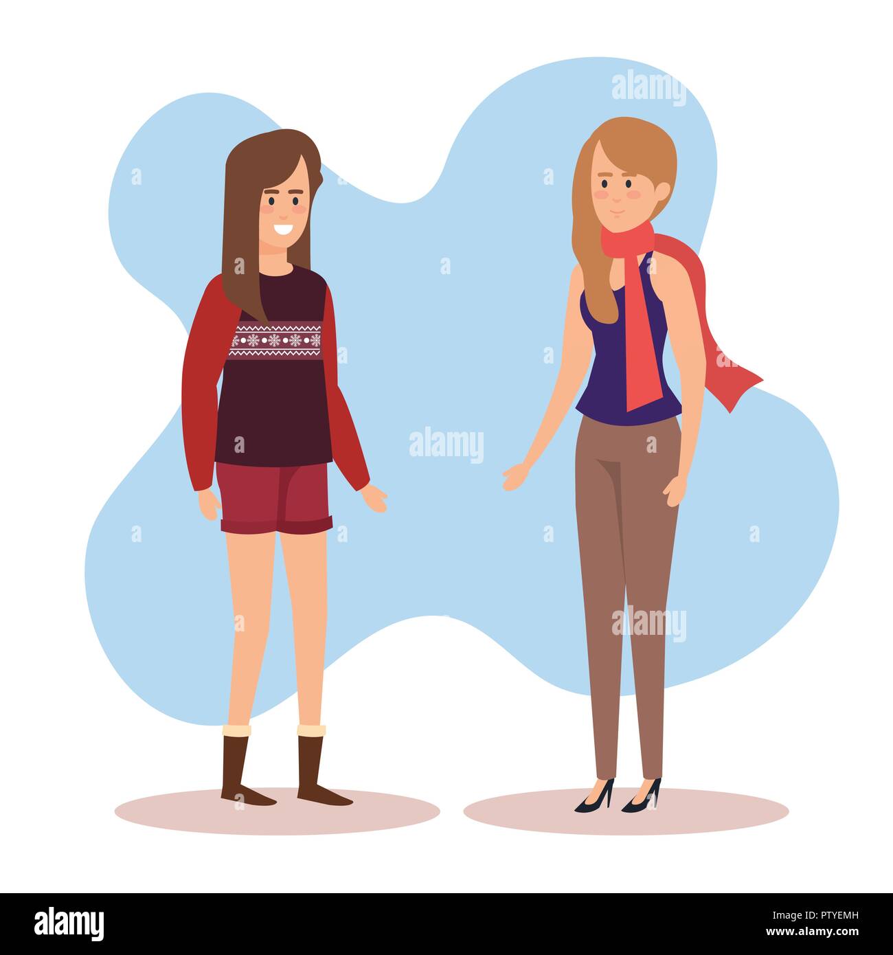 group of girls with december clothes Stock Vector Image & Art - Alamy
