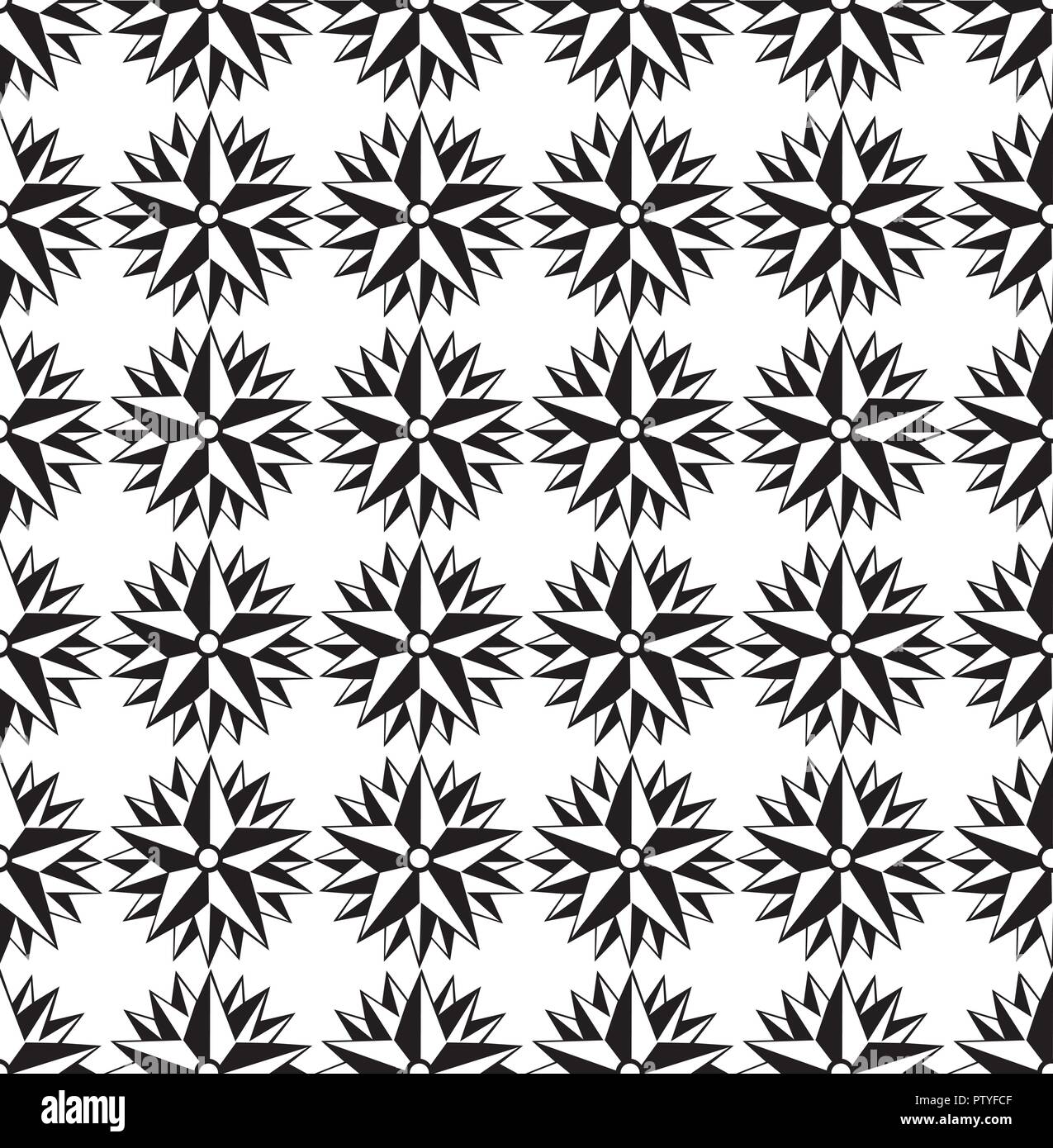 Vector seamless pattern. Black and white Repeating geometric star ...