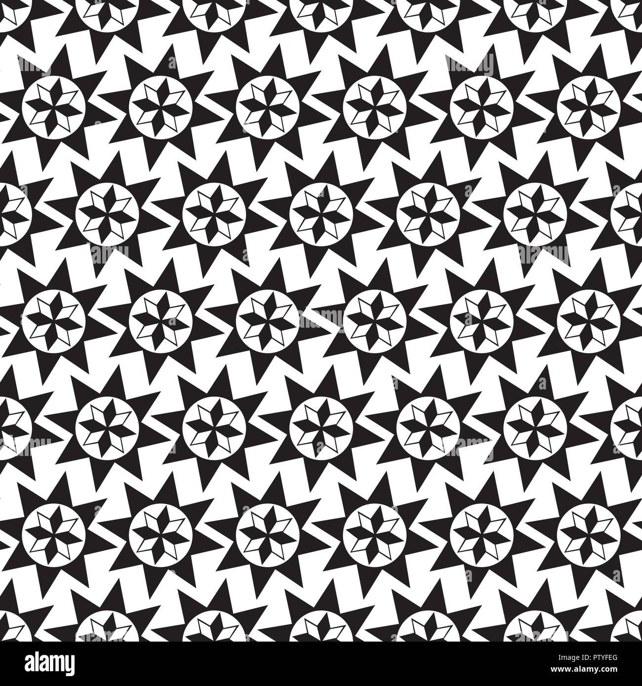 Vector seamless pattern. Black and white Repeating geometric star ...