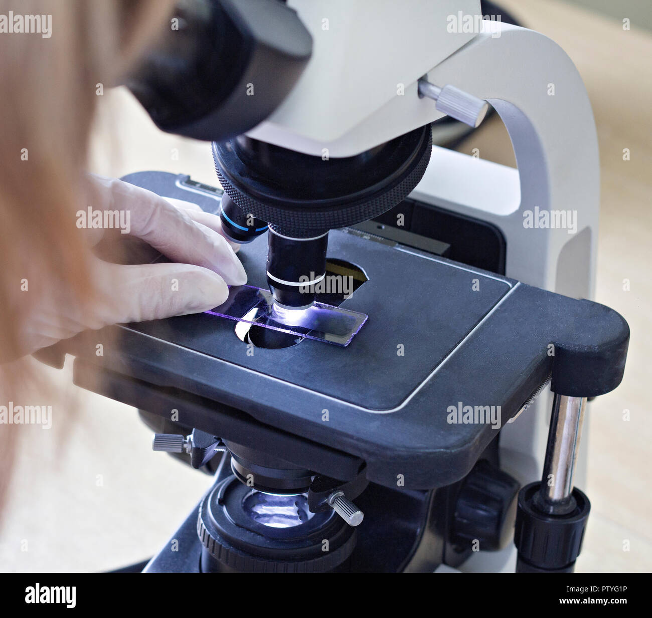 blood examination through a microscope, close-up Stock Photo - Alamy