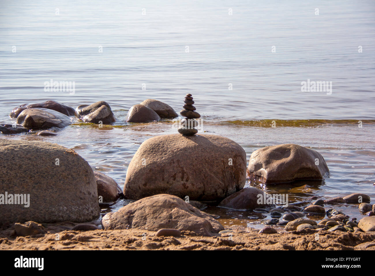Stones Balance on a Background of Sea. Calm and Meditation. Concept of ...