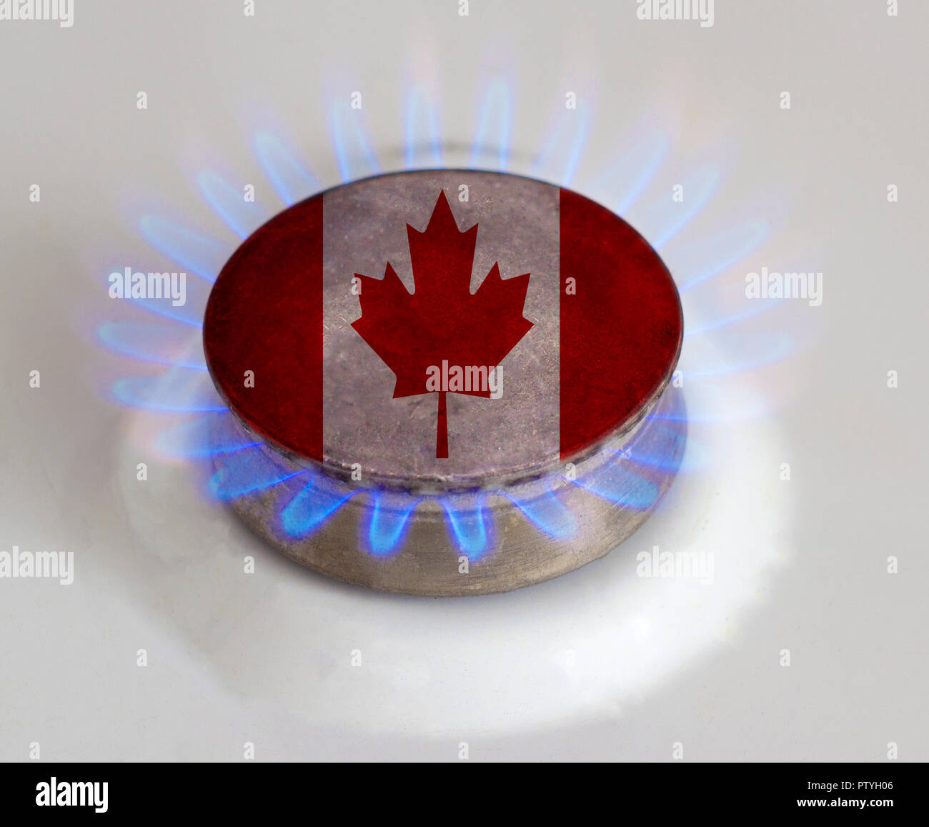 Gas burner and flag of Canada, gas Stock Photo - Alamy