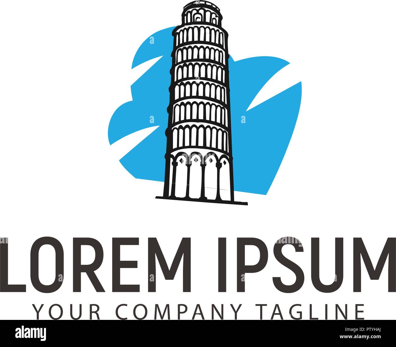 tower of Pisa logo hhand drawn design concept template Stock Vector ...