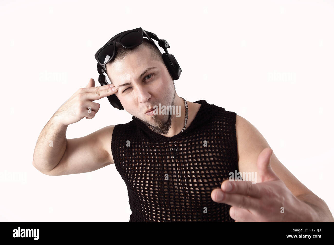 stylish young men of the rapper showing cool hand gesture Stock Photo ...