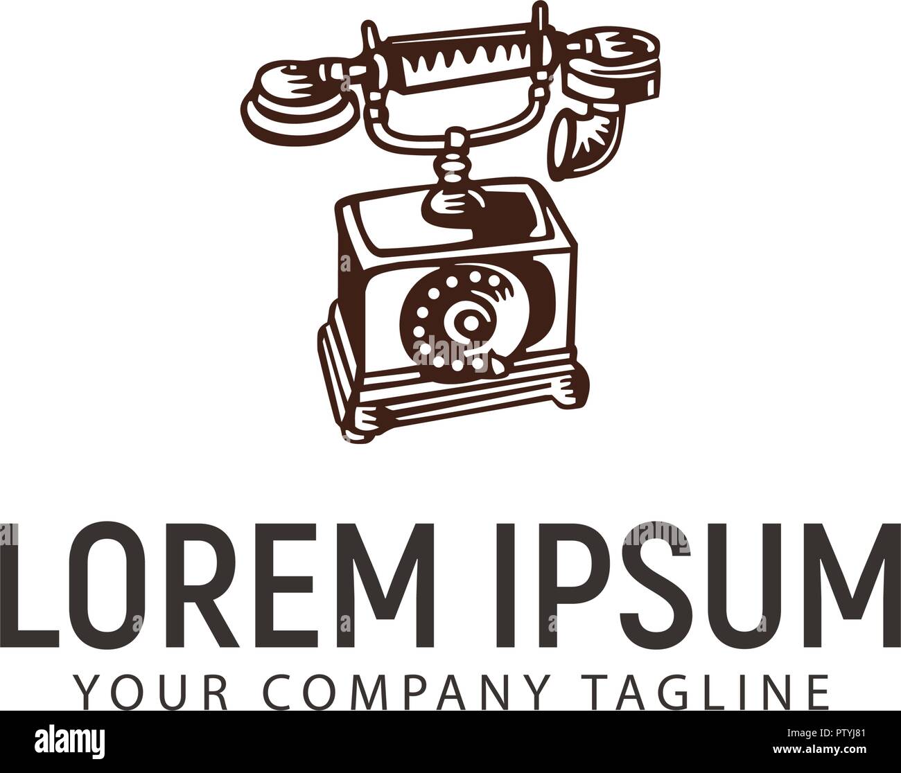 classic telephone hand drawn logo design concept template Stock Vector ...