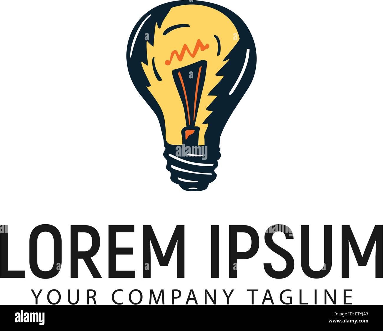 bulb lamp hand drawn logo design concept template Stock Vector Image ...