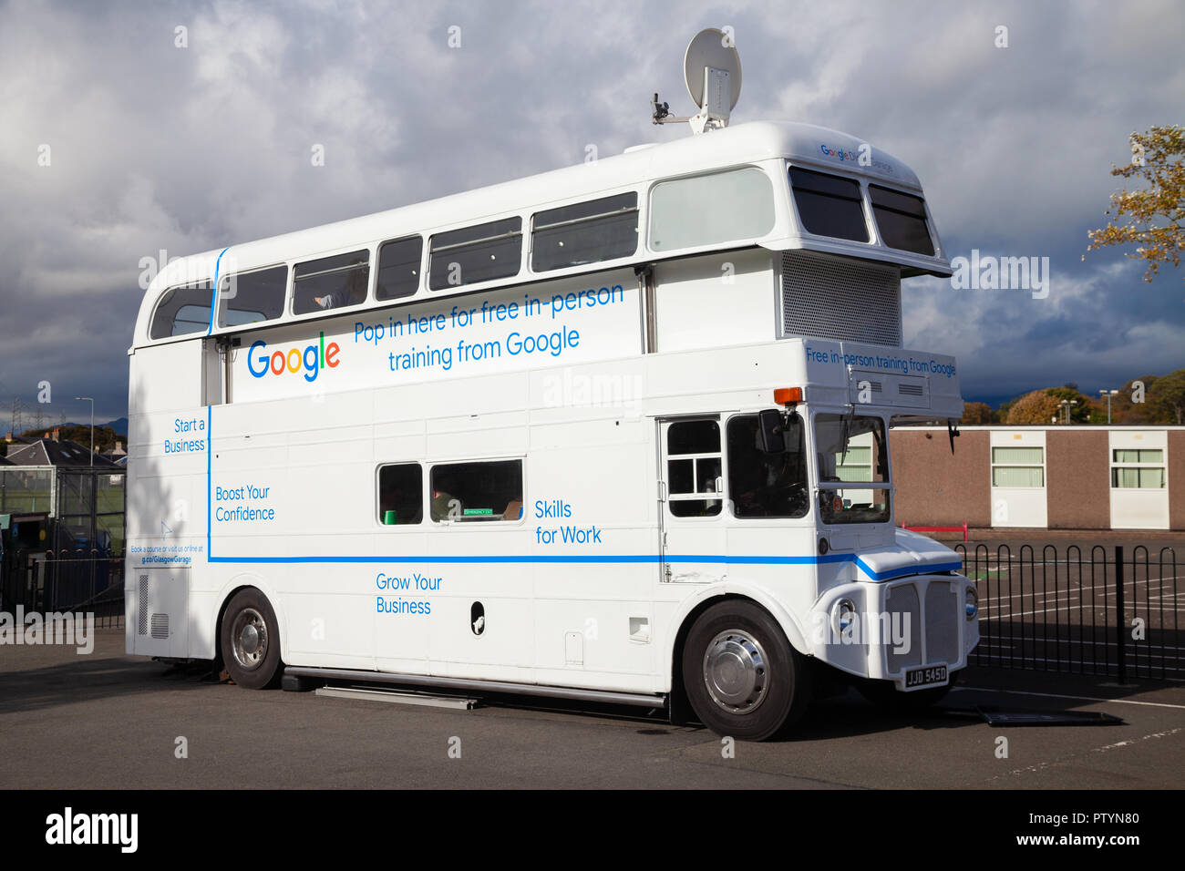 The Google Digital Bus parked in Fife Scotland Stock Photo - Alamy