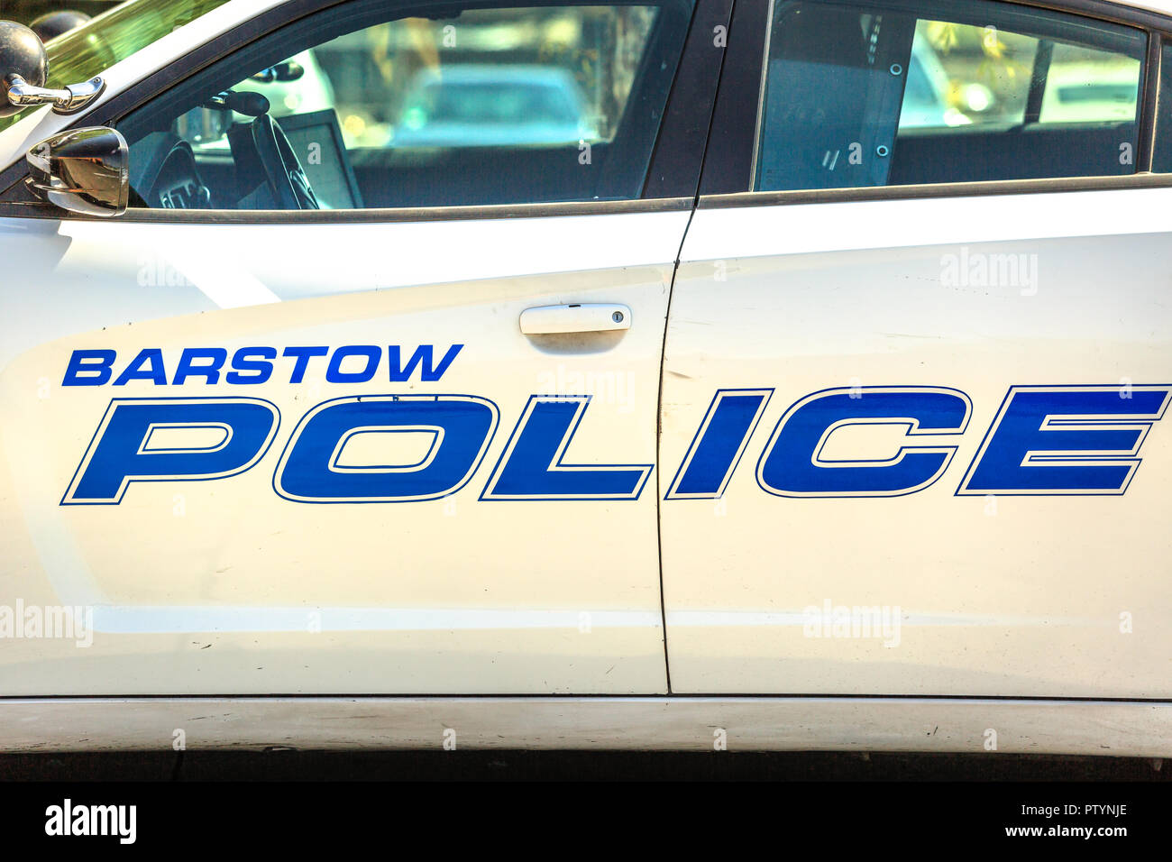 Barstow, California, USA - August 15, 2018: closeup of Barstow Police ...