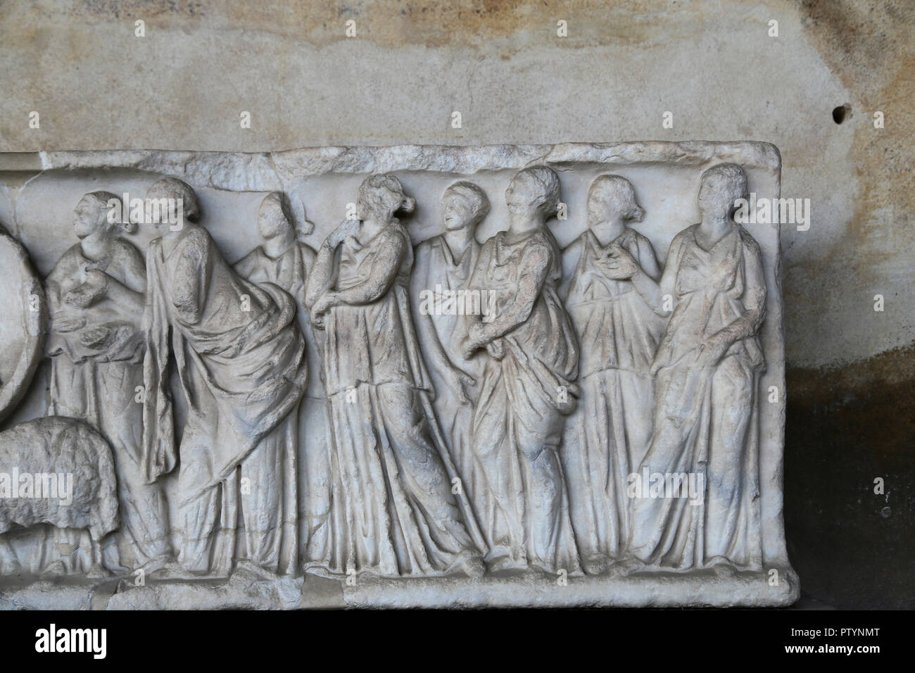 Relief. Detail. the 8 muses. Roman sarcophagus, camposanto. Pisa, Italy ...