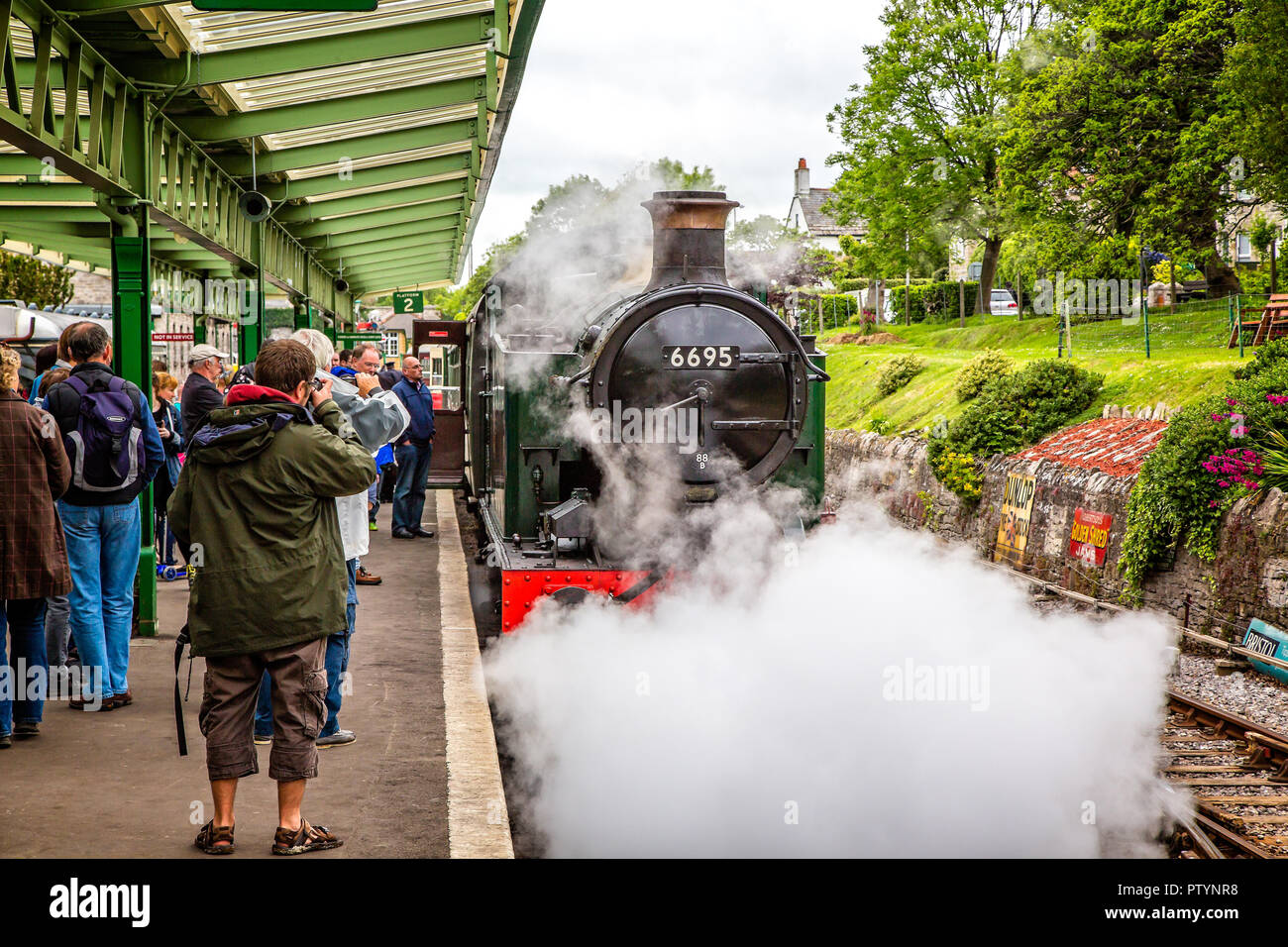 Steam locomotive 6695 pulling into Swanage station taken in Swanage ...