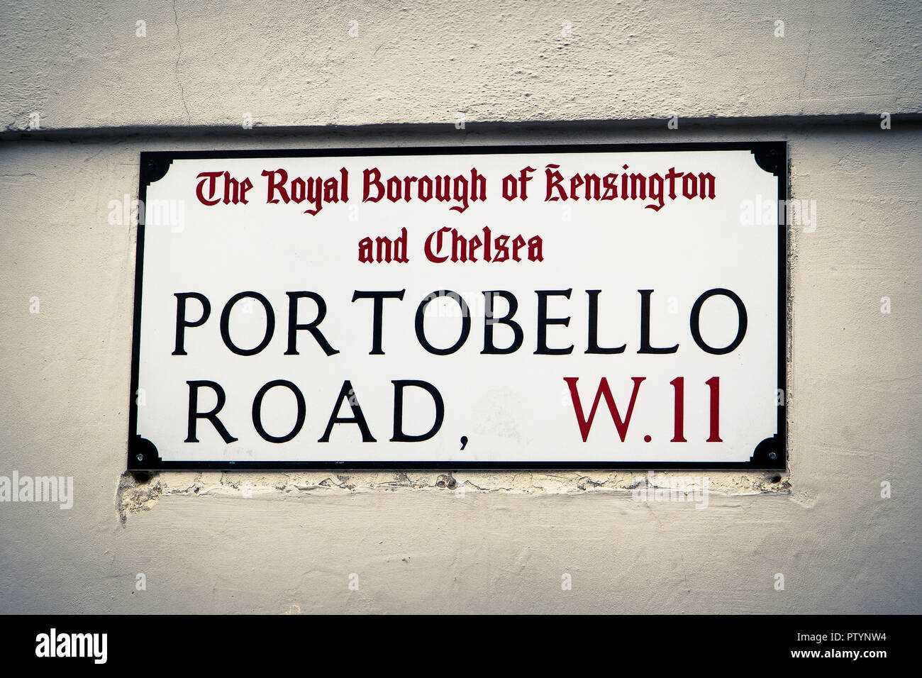 Street sign of famous Portobello Road in Notting Hill, London Stock ...