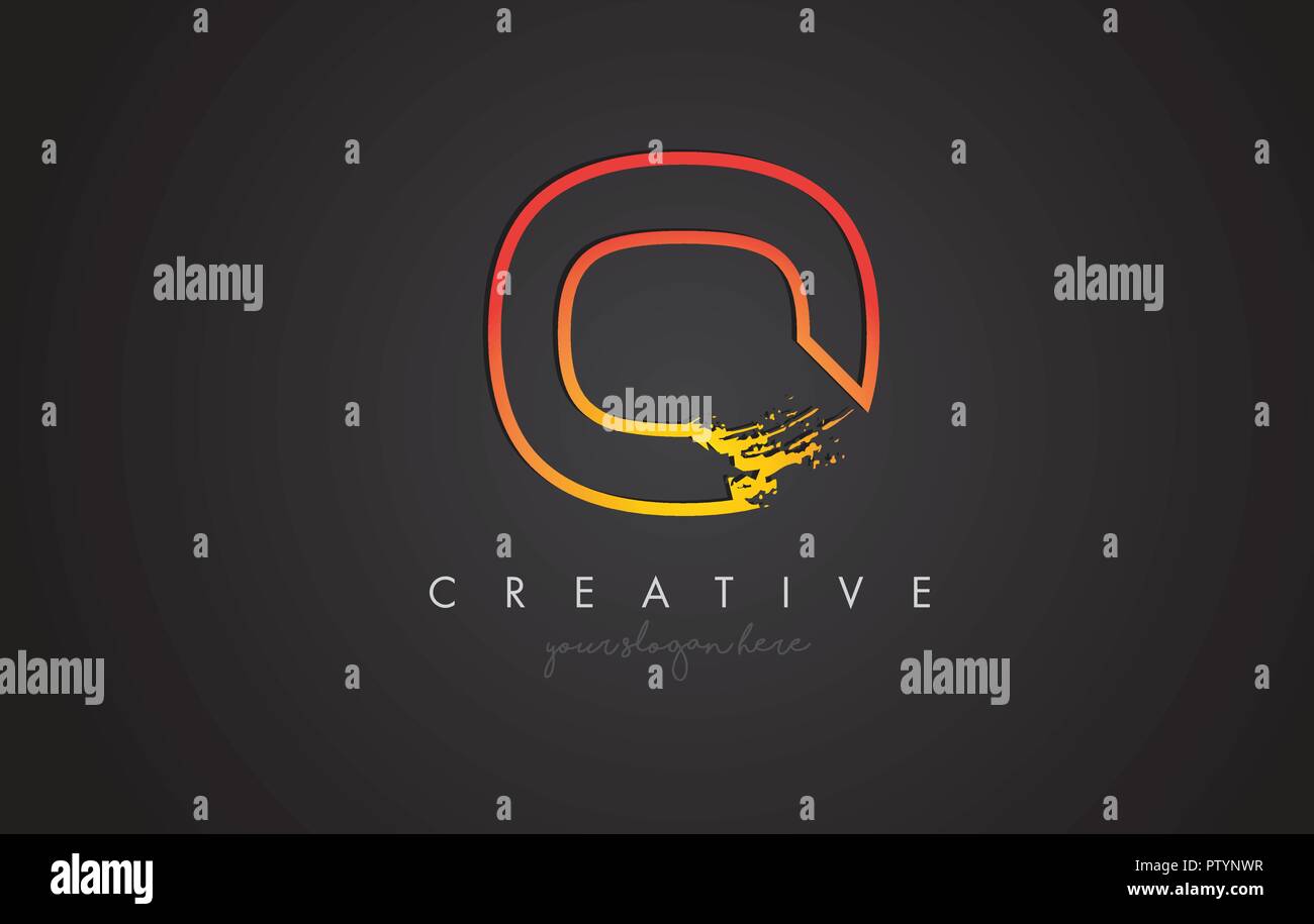 O Letter Design with Golden Outline and Grunge Brush Texture. Vector ...