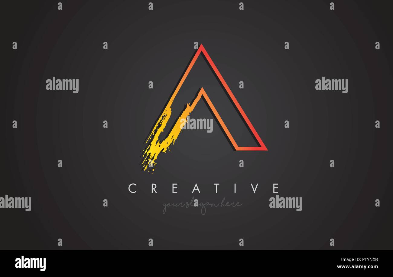 A Letter Design with Golden Outline and Grunge Brush Texture. Vector ...