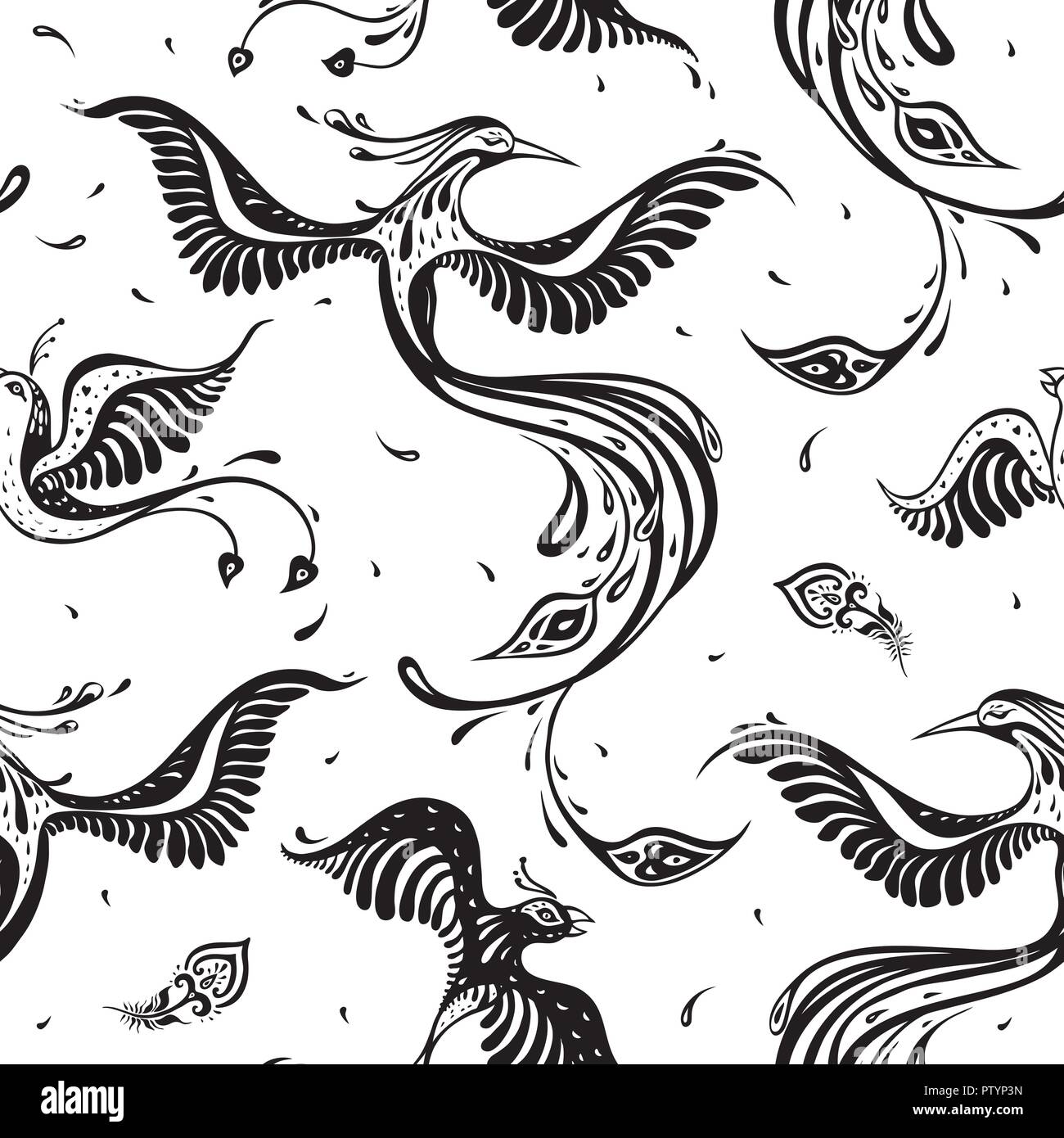 Beautiful peacock. Exotic bird. Seamless pattern Stock Vector Image ...